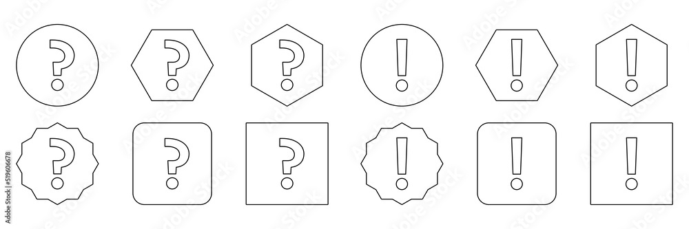 Question mark Icon Set, FAQ sign, Help symbol. Exclamation mark Icon ...