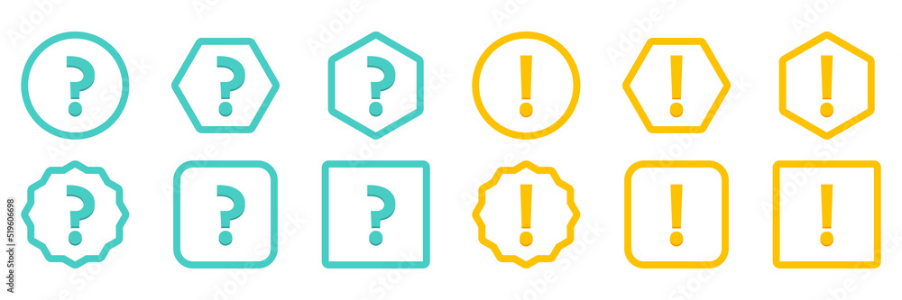 Question mark Icon Set, FAQ sign, Help symbol. Exclamation mark Icon ...