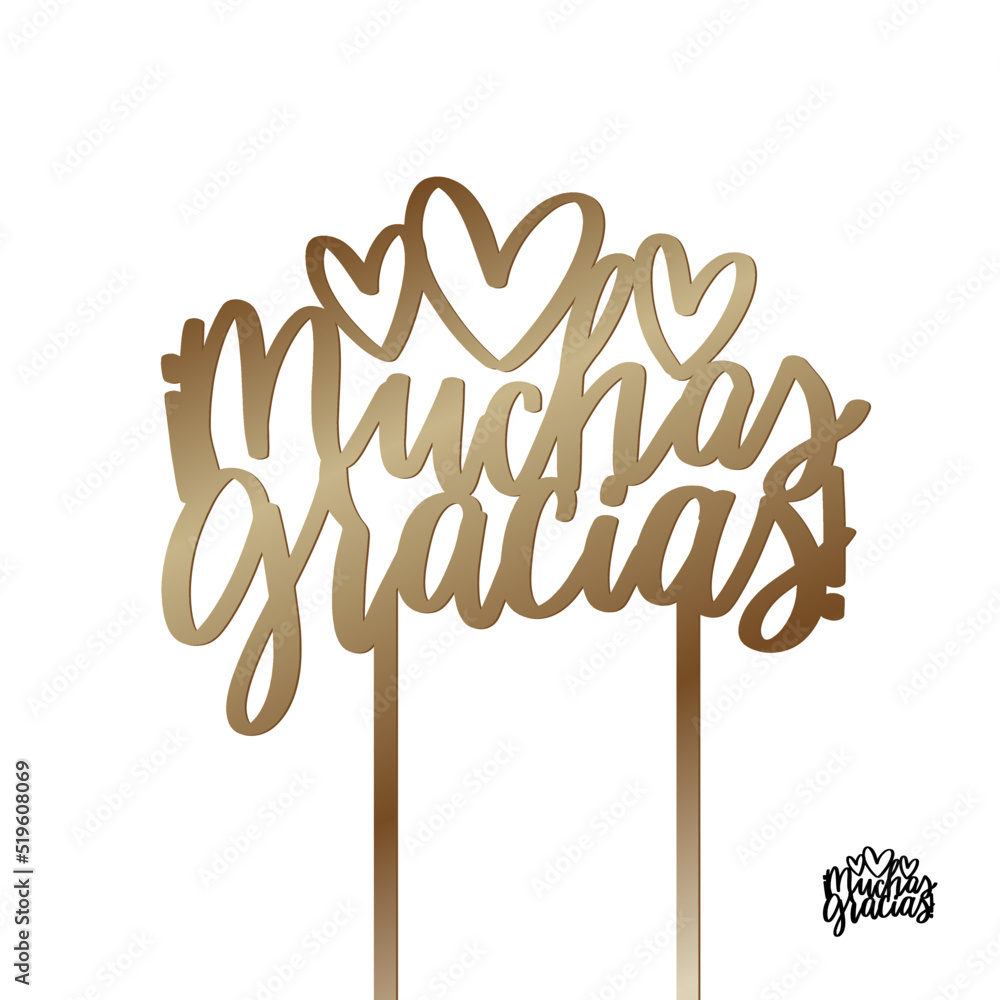 Muchas gracias, Thank you very much cake topper in Spanish language ...