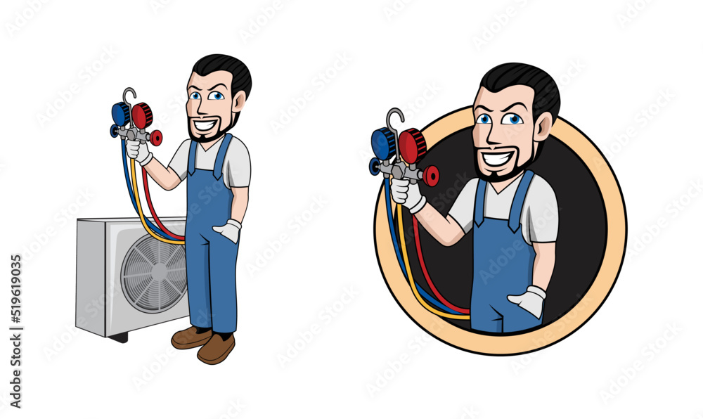 HVAC logo character design illustration vector eps format , suitable ...