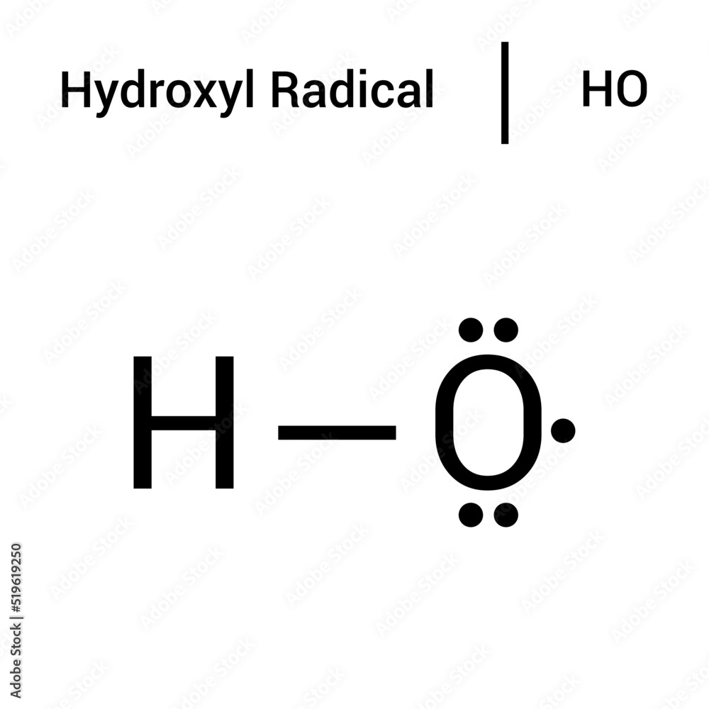 chemical structure of Hydroxyl radical (HO) Stock Vector | Adobe Stock