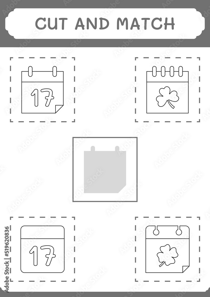 Cut and match parts of Calender, game for children. Vector illustration ...
