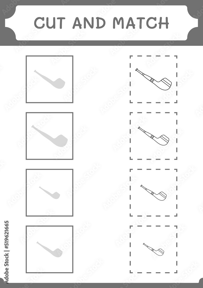 Cut and match parts of Smoking pipe, game for children. Vector ...