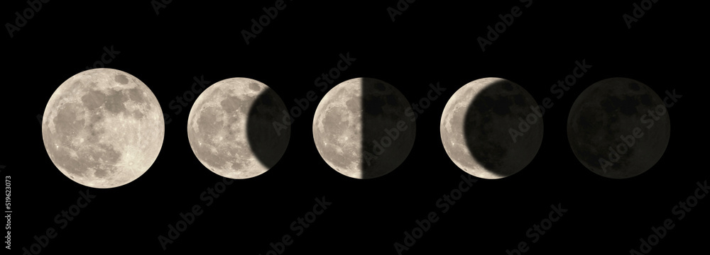 Moon phases night space astronomy and nature moon phases sphere shadow ...