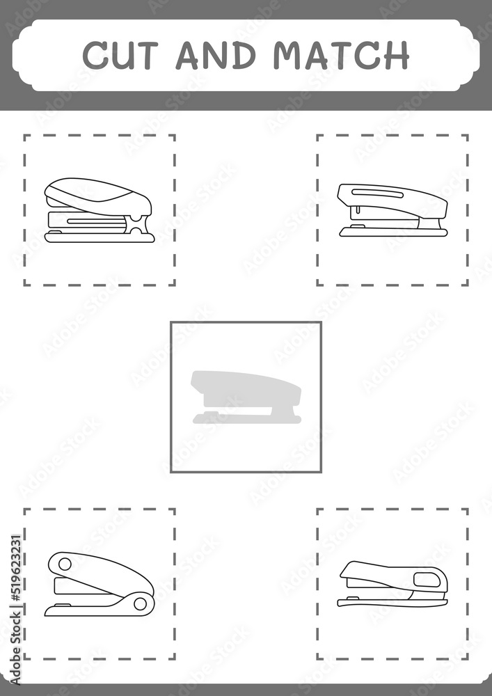 Cut and match parts of Stapler, game for children. Vector illustration ...