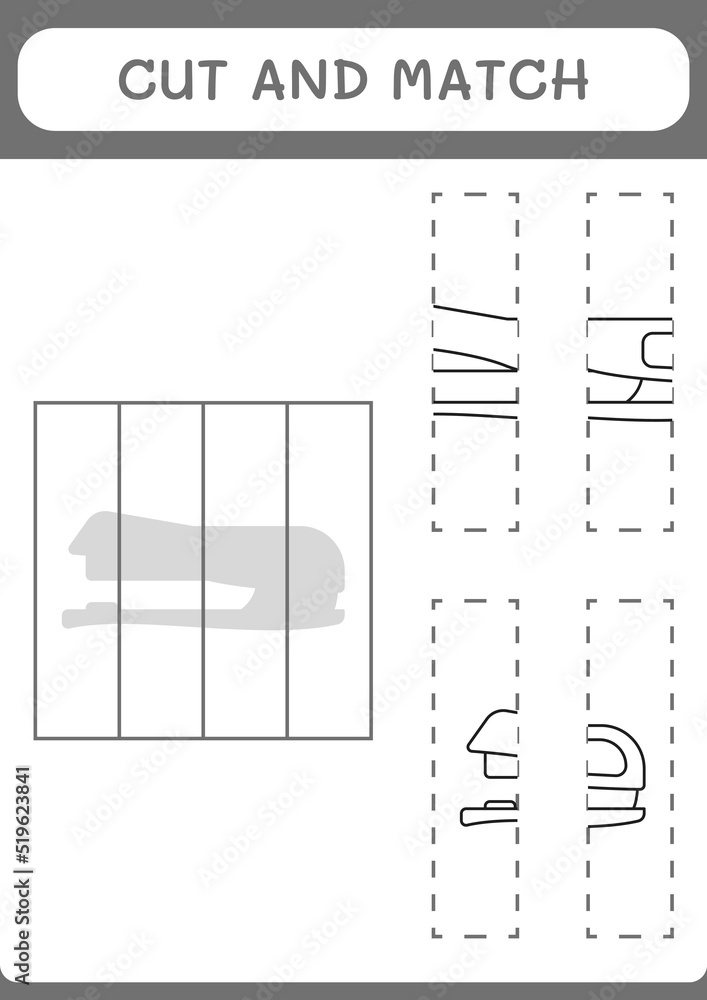 Cut and match parts of Stapler, game for children. Vector illustration ...