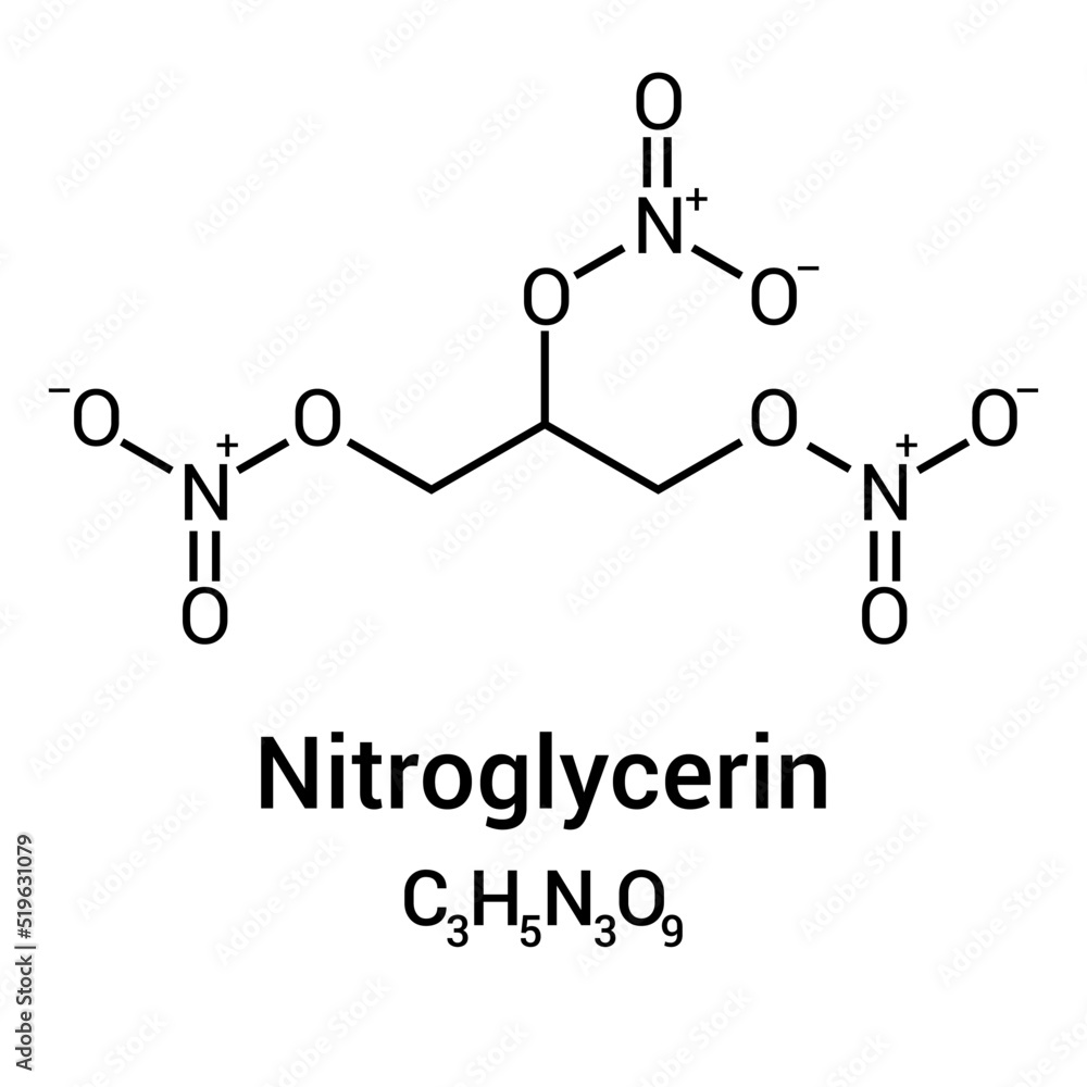 chemical structure of Nitroglycerin (C3H5N3O9) Stock Vector | Adobe Stock