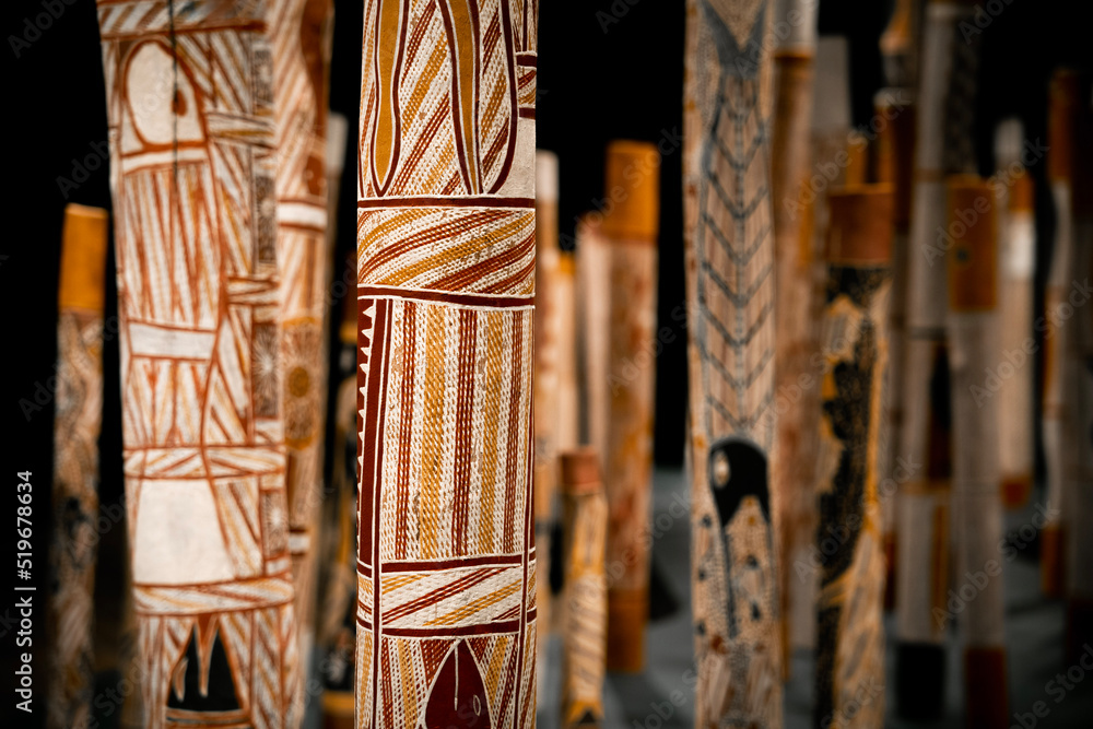 didgeridoos aboriginal indigenous musical instruments in gallery Stock ...