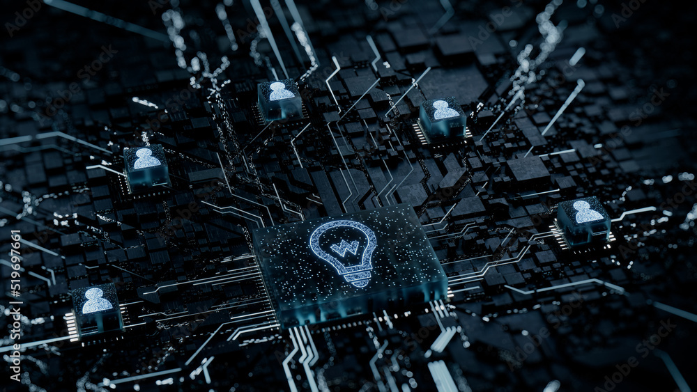 Innovation Technology Concept with lightbulb symbol on a Microchip ...