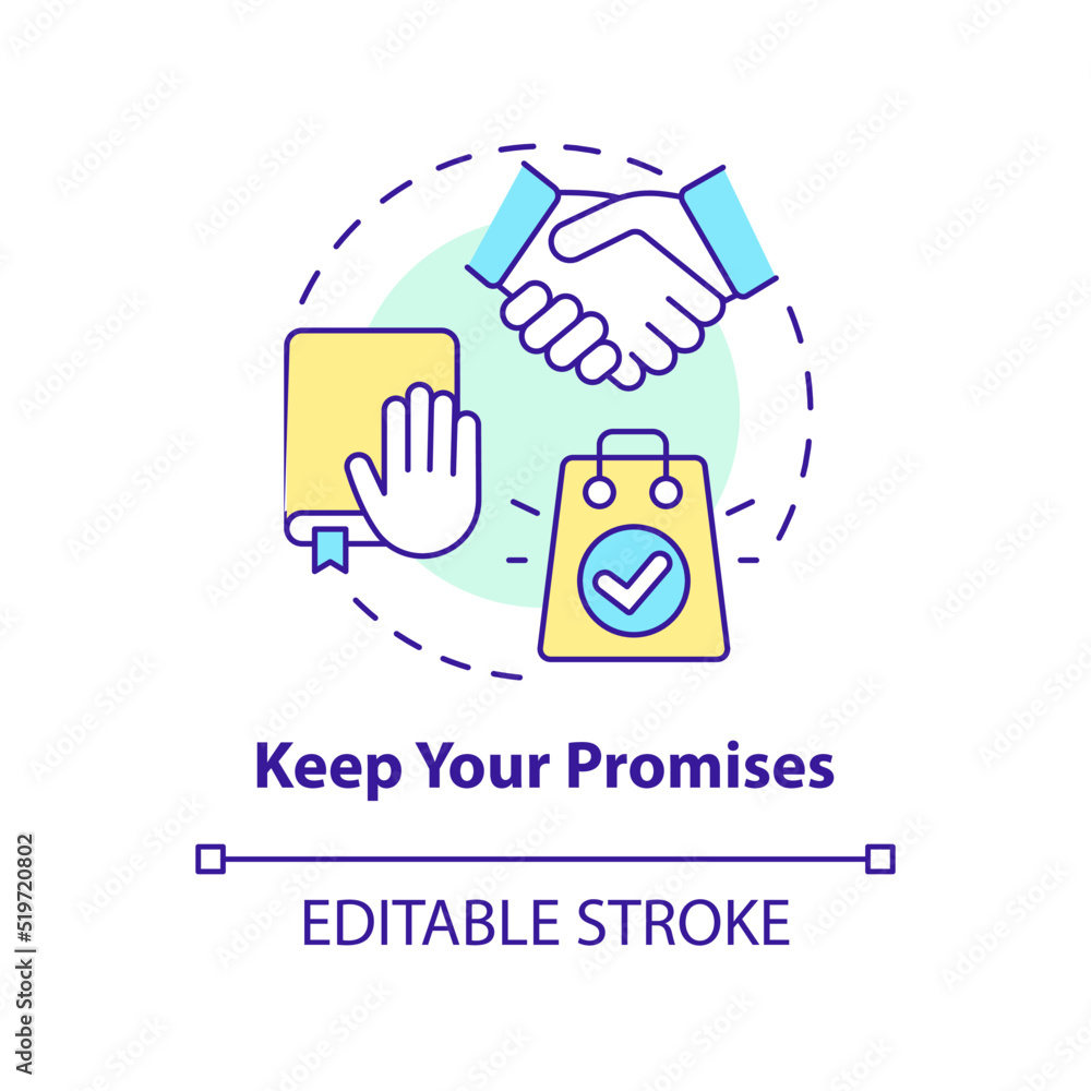 Keep your promises concept icon. Client perception. Customer engagement ...