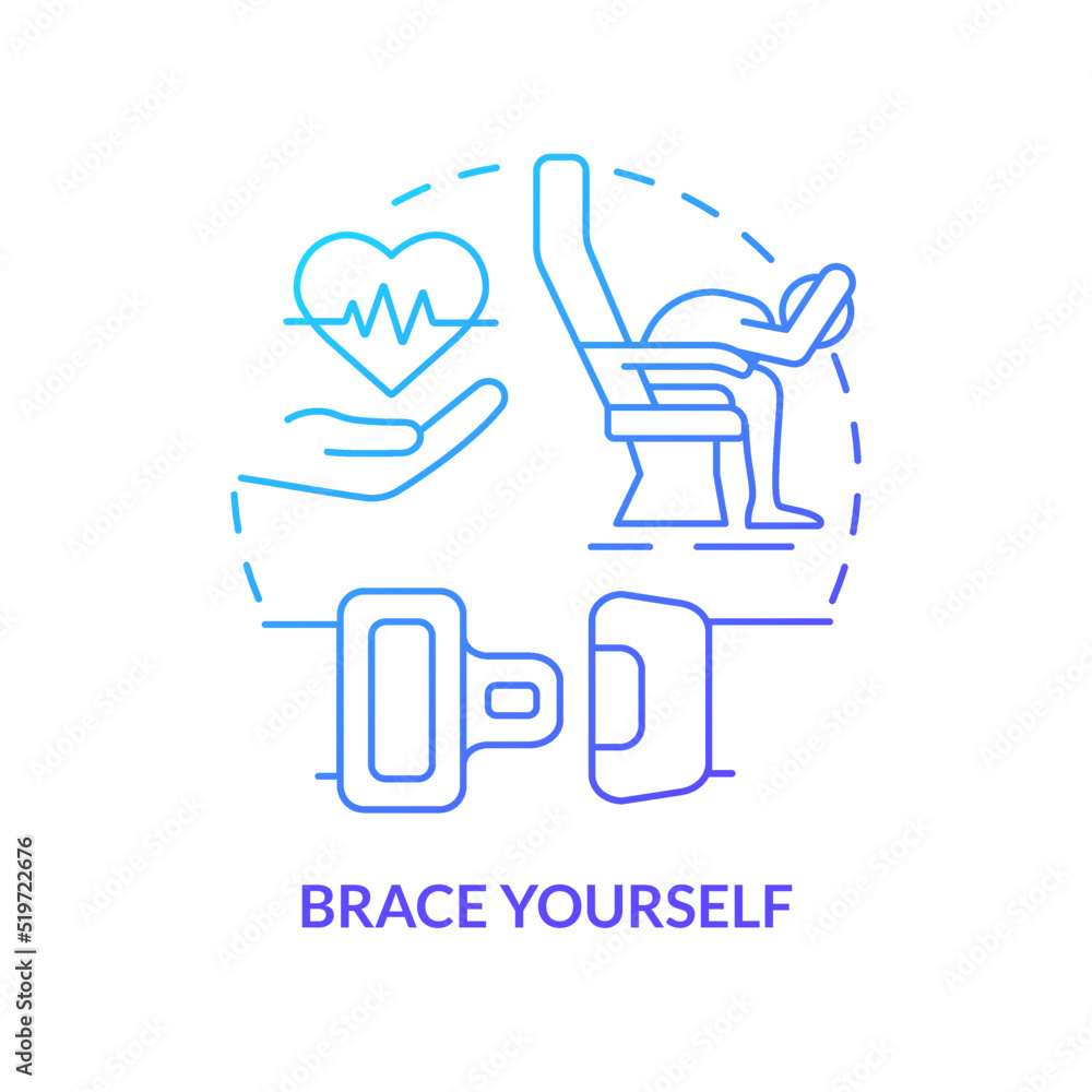 Brace yourself blue gradient concept icon. Surviving air accident abstract idea thin line ...