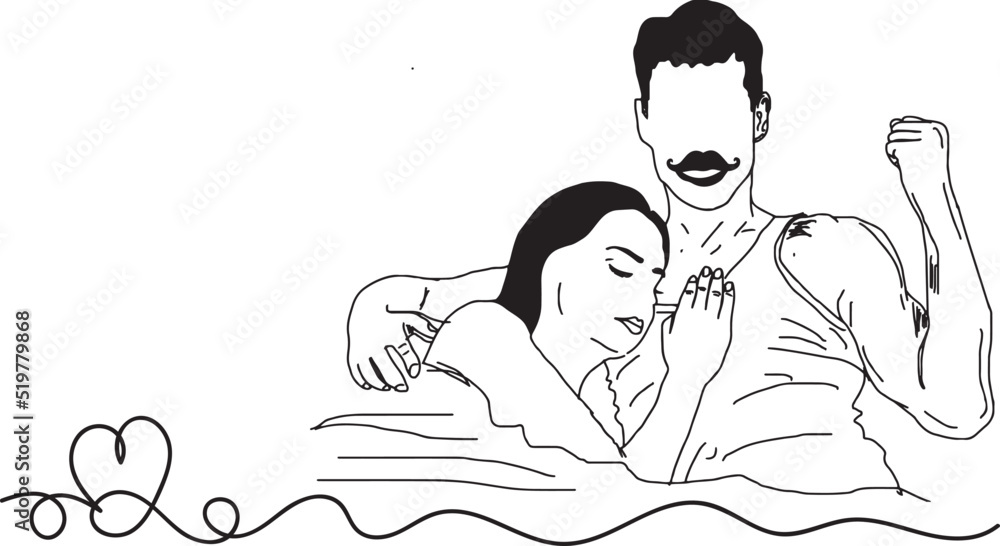 Sex Performance Vector Proud Husband Satisfied After Performing In Sex And Holding His Wife