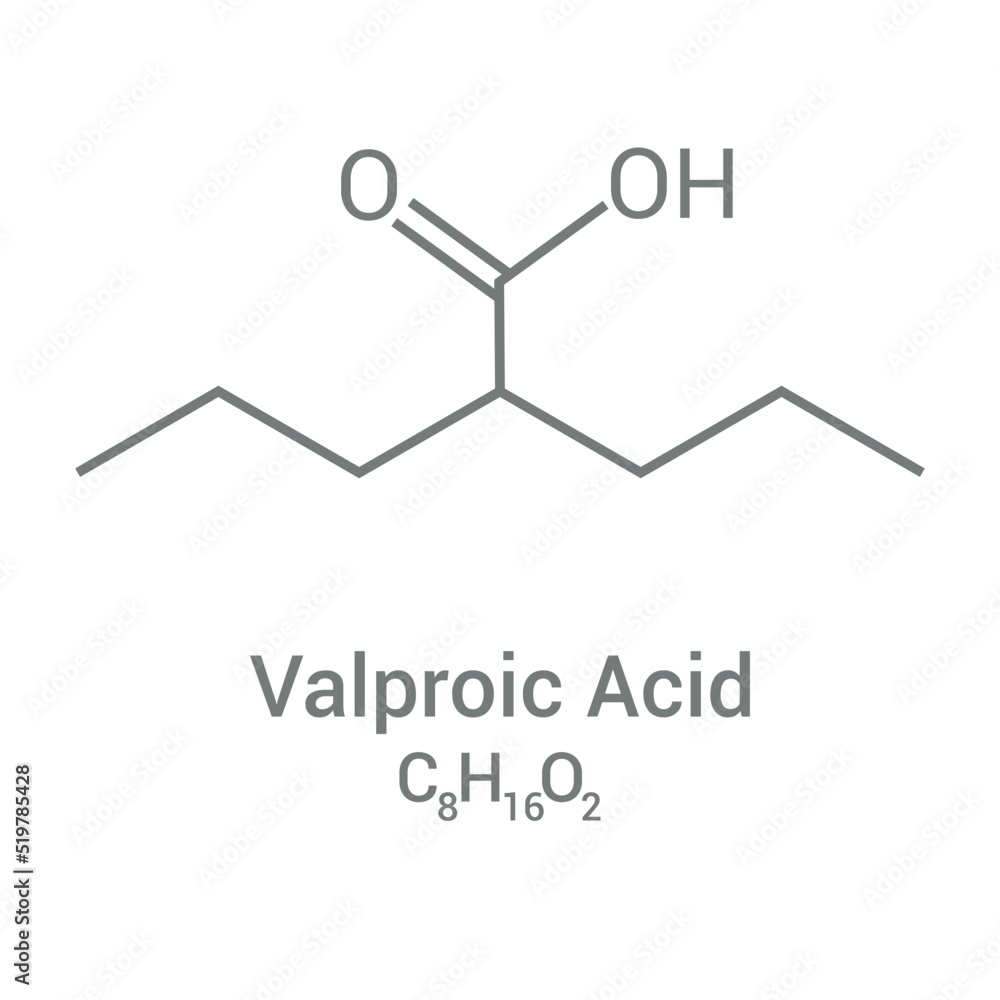 chemical structure of valproic acid (C8H16O2) Stock Vector | Adobe Stock