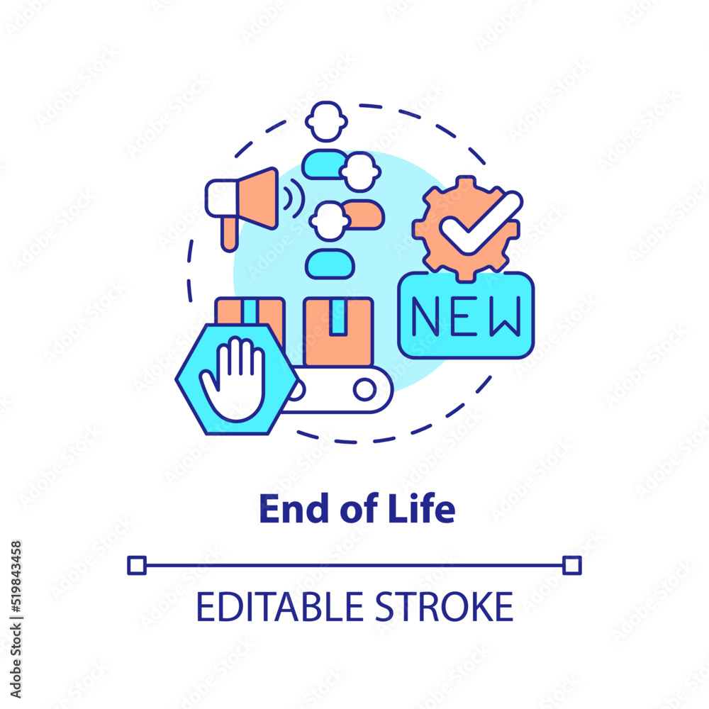 End of life concept icon. Replacement. Stage of product lifecycle ...