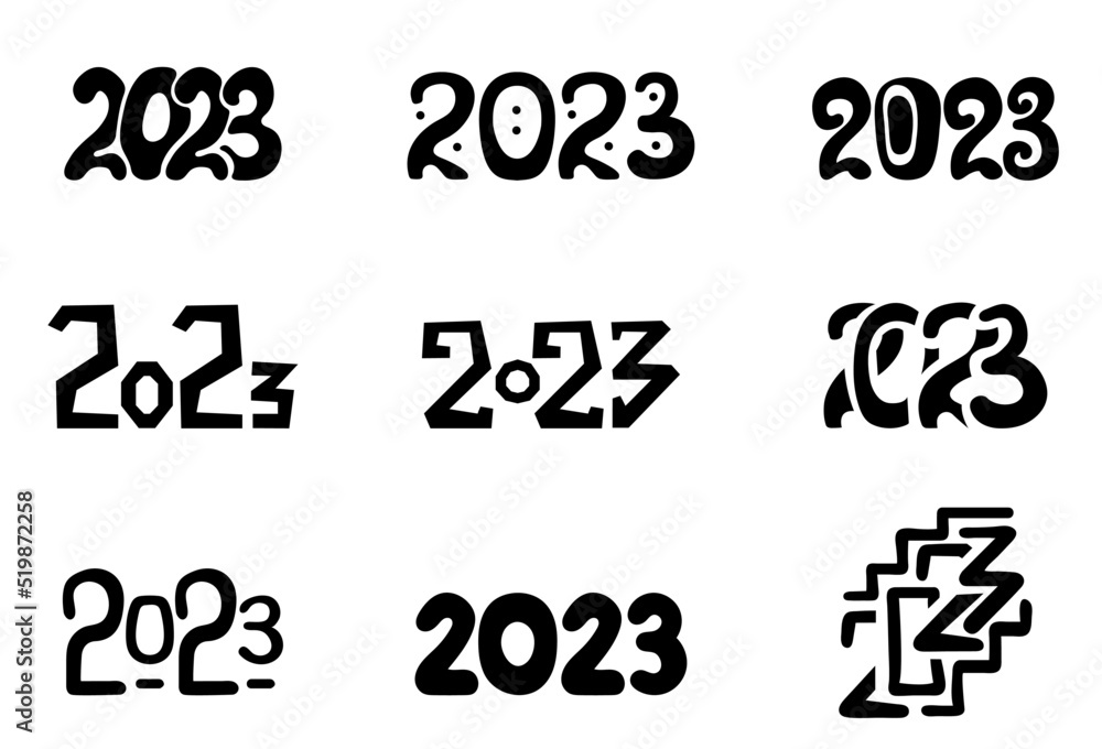 2023 black symbols set, 2023 logo collection Stock Vector | Adobe Stock