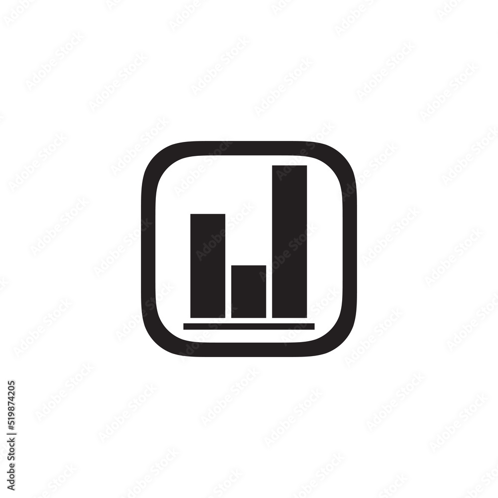 Trendy Diagram Bar Chart App Icon In Flat Style Isolated On White