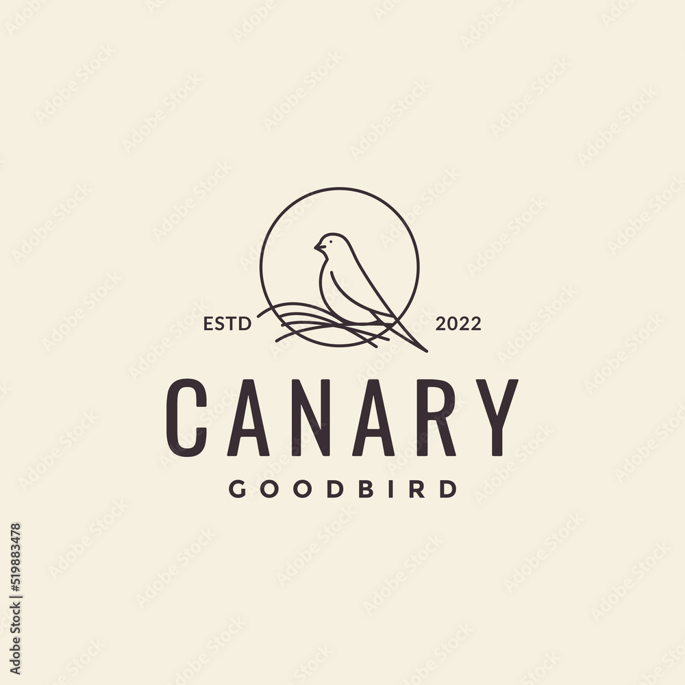 line bird canary with nest hipster logo Stock Vector | Adobe Stock