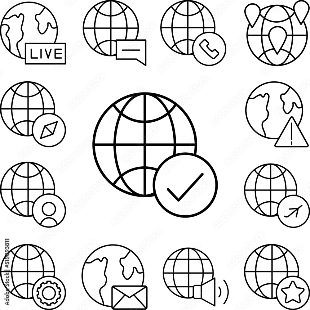 Check mark icon in a collection with other items Stock Vector | Adobe Stock