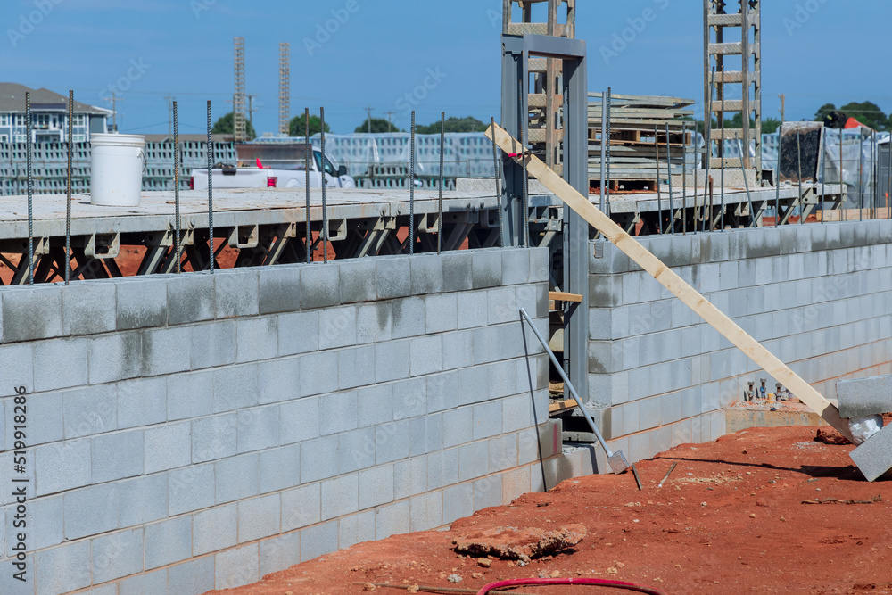 Building scaffolding to mount concrete blocks for the purpose of ...