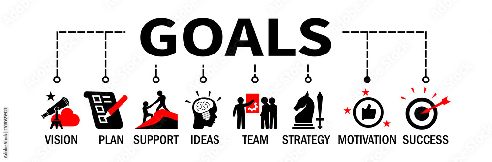 Goals Banner. Goals concept. Goals Vector Illustration with icons ...
