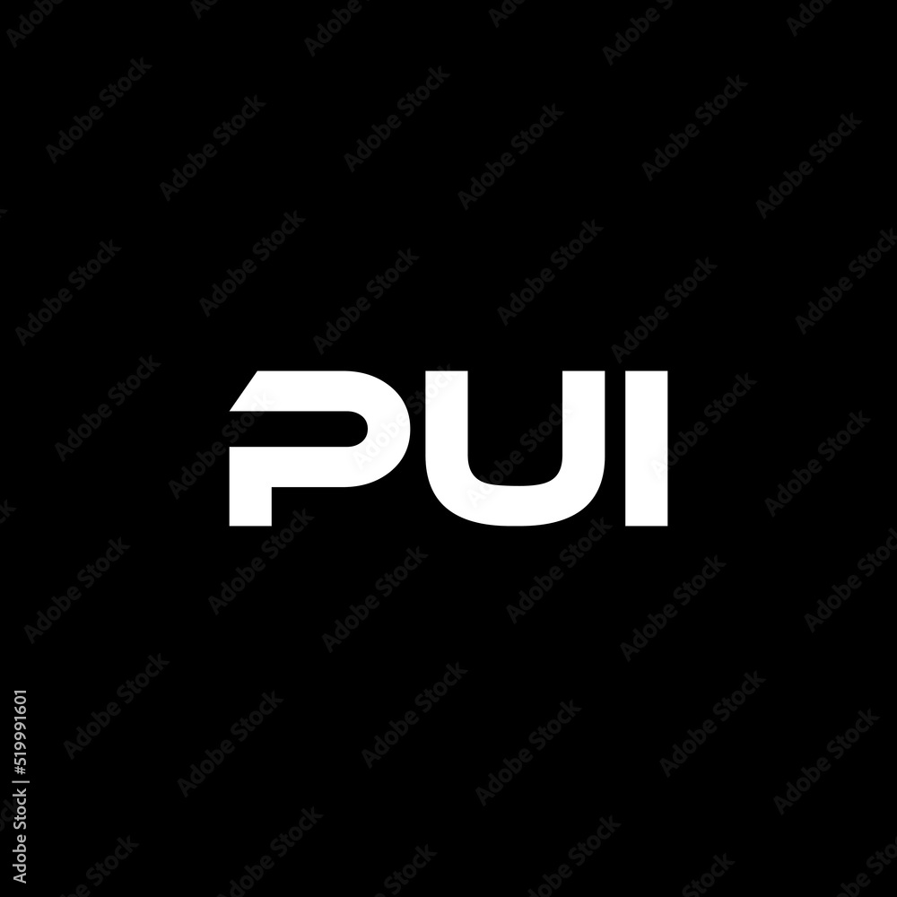 PUI letter logo design with black background in illustrator, vector ...