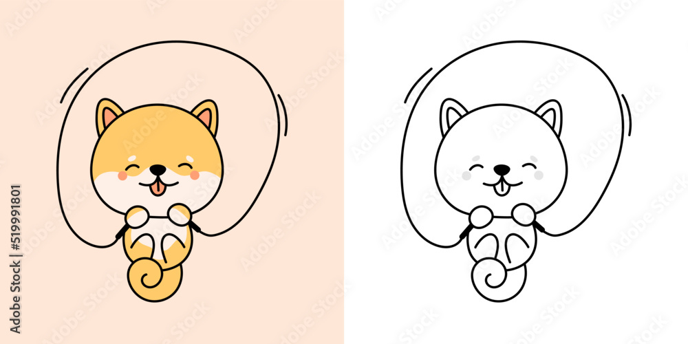 Cute Clipart Shiba Inu Illustration and For Coloring Page. Cartoon Clip ...