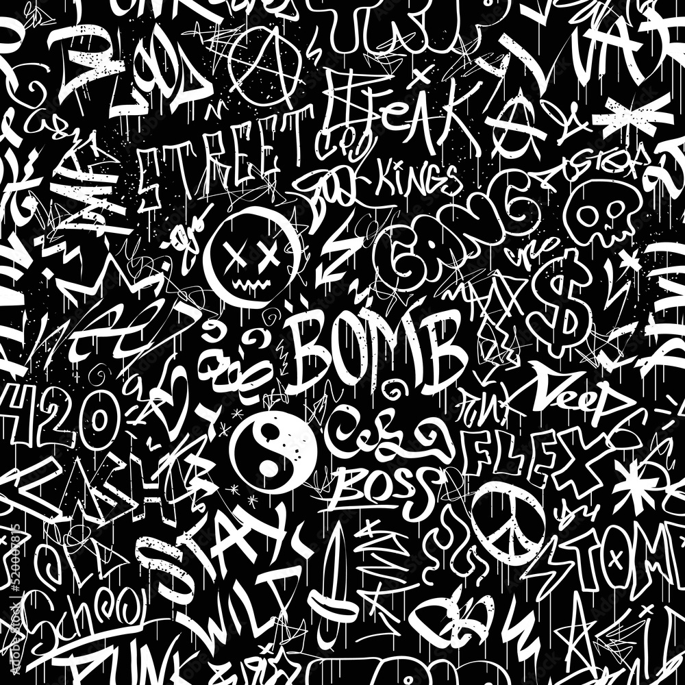 Стоковое векторное изображение «Graffiti tags seamless pattern ...