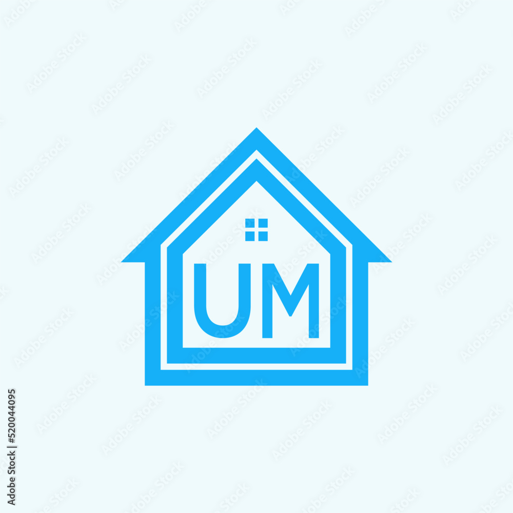 Logo Initial Letters UM Roof Home Real Estate, Construction Stock ...