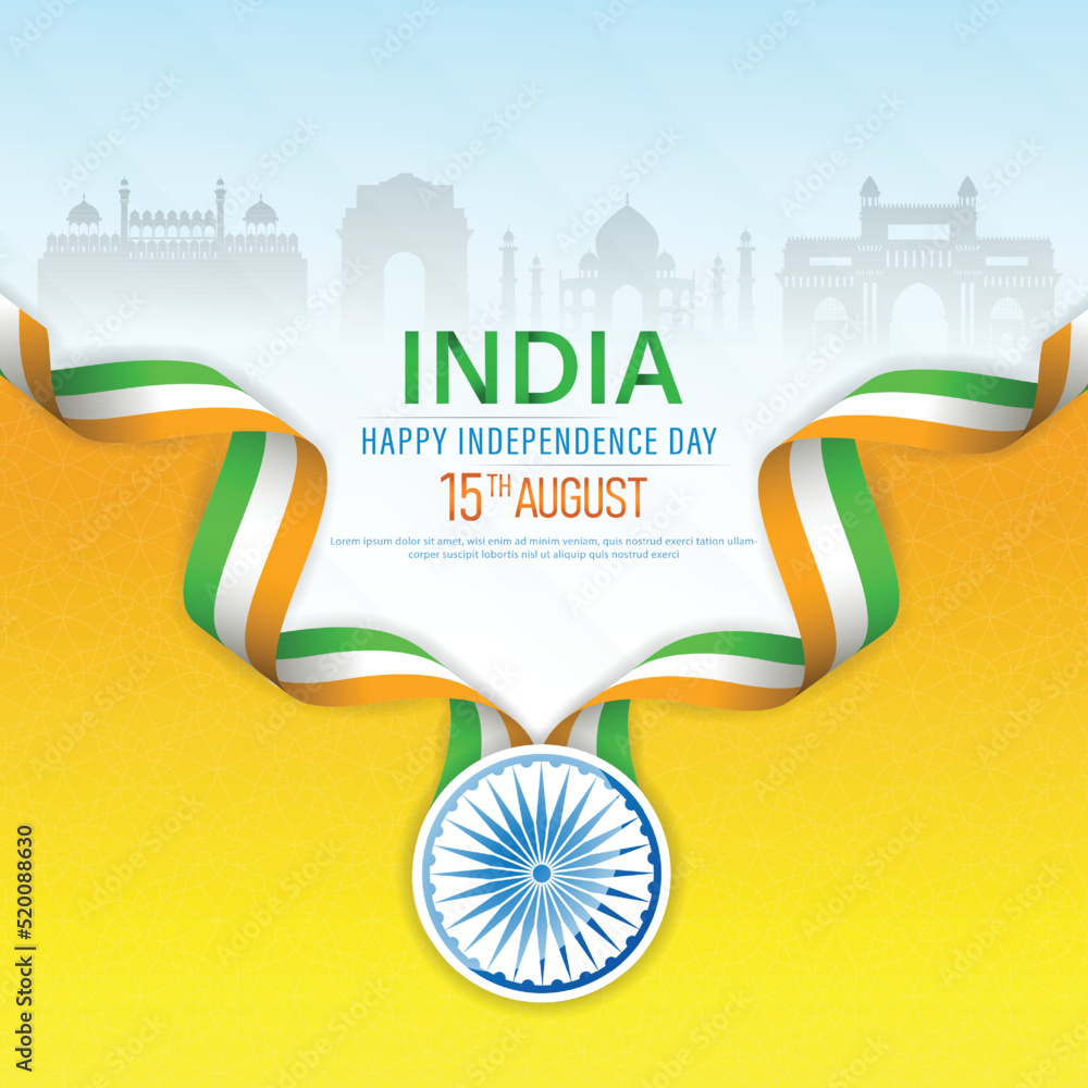 15 th August Indian Independence Day poster template design with Indian ...