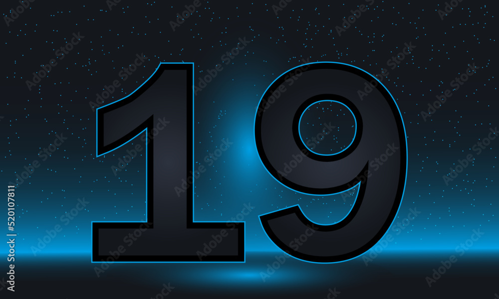 Number 19 vector. Luxury blue number 19 with luxurious modern ...
