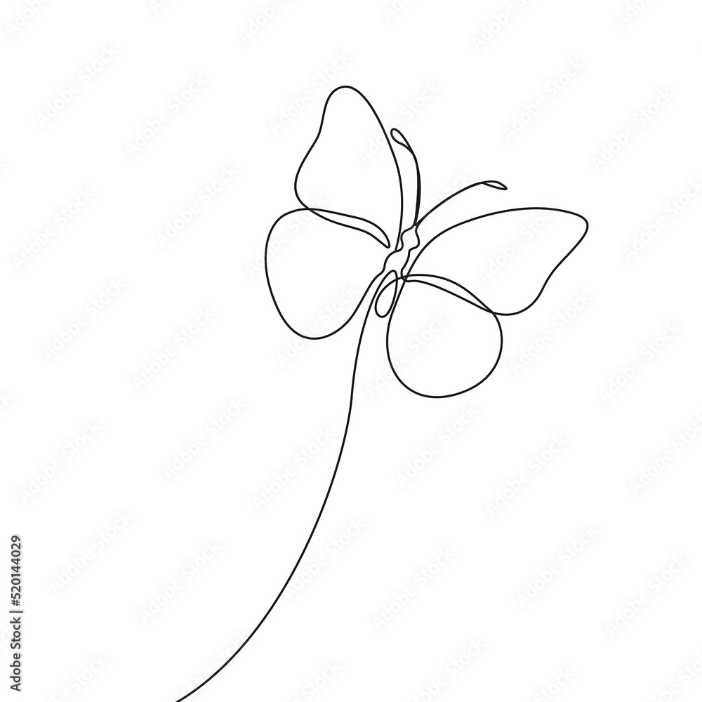 Butterfly Continuous One Line Drawing. Simple Butterfly One Line ...