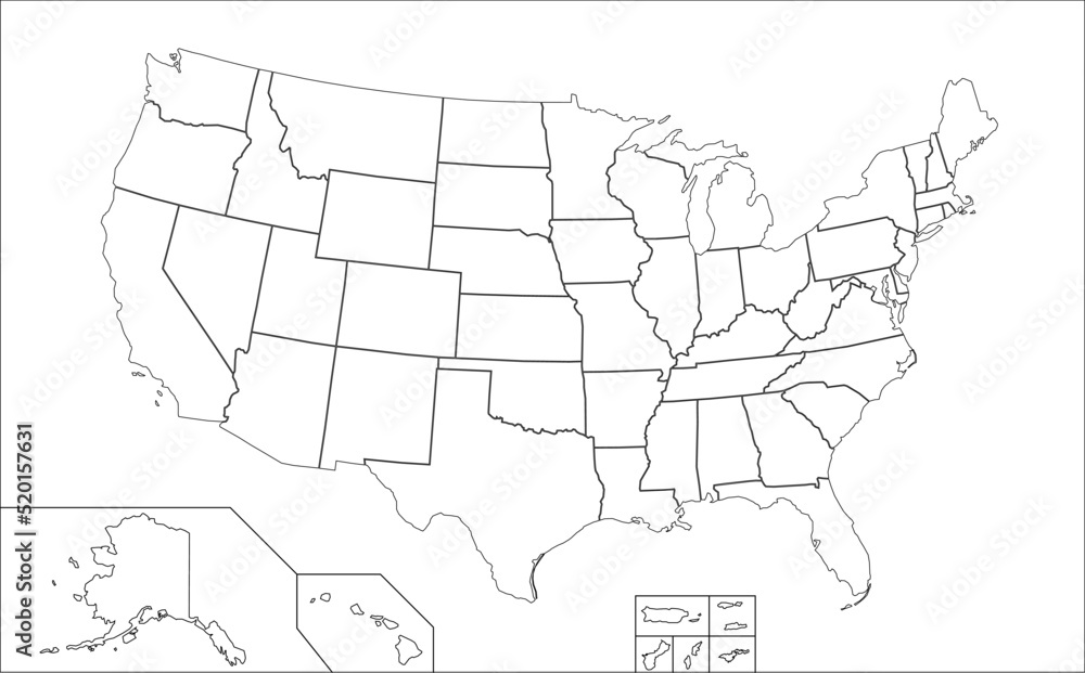 USA map background with states. United States of America map isolated ...