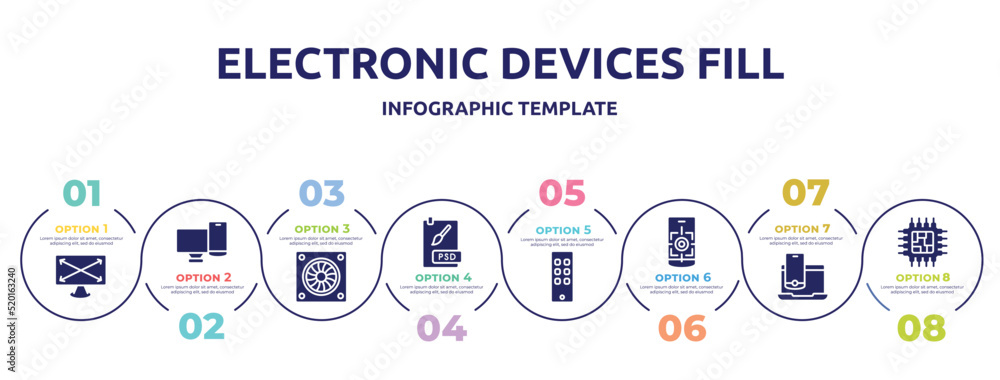 electronic devices fill concept infographic design template. included expand screen, screens ...