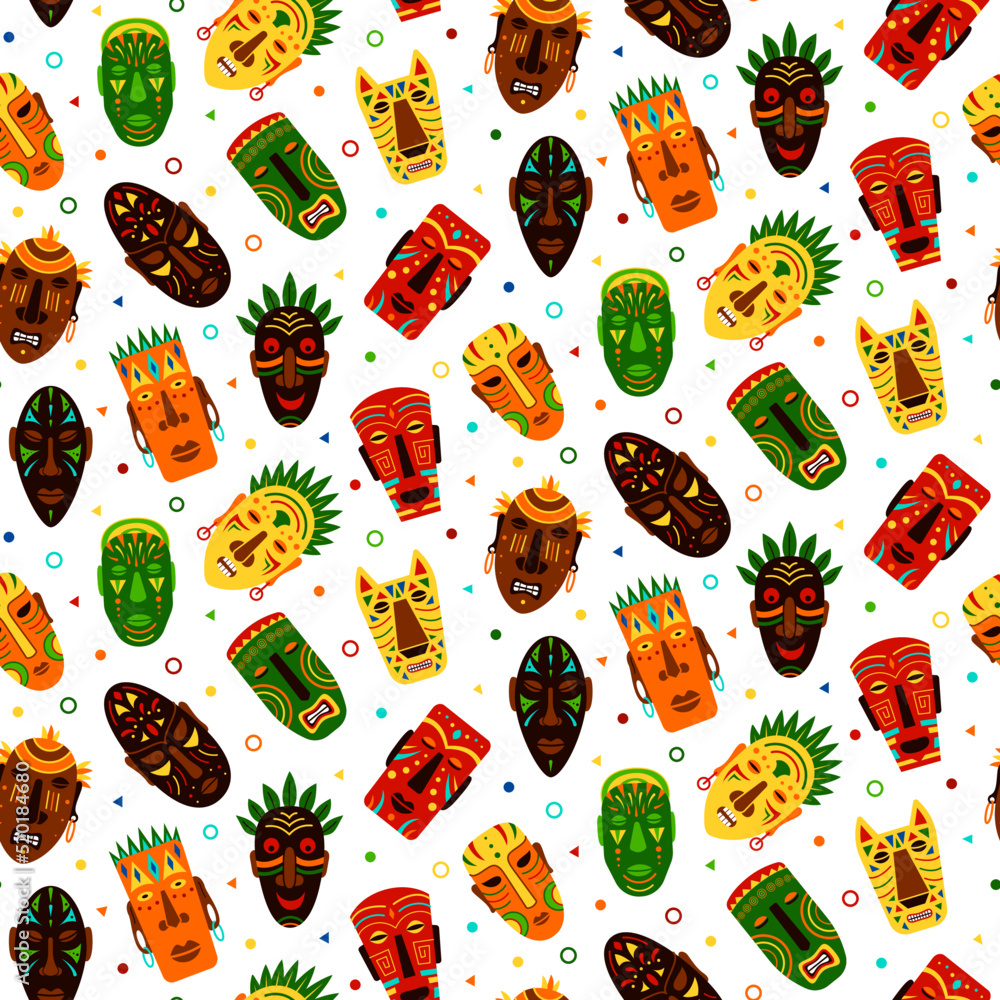 Nigeria african mask pattern. Ancient afro background, fabric with ...