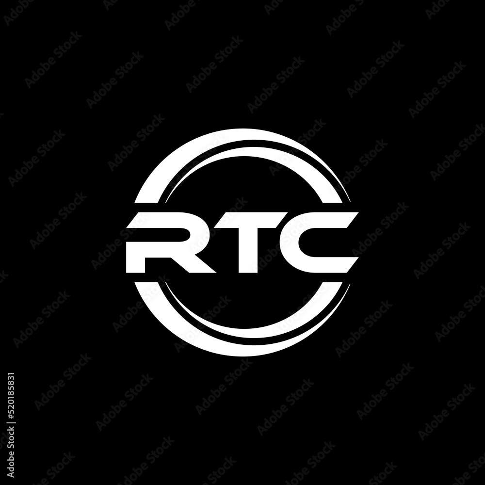 RTC letter logo design with black background in illustrator, vector ...