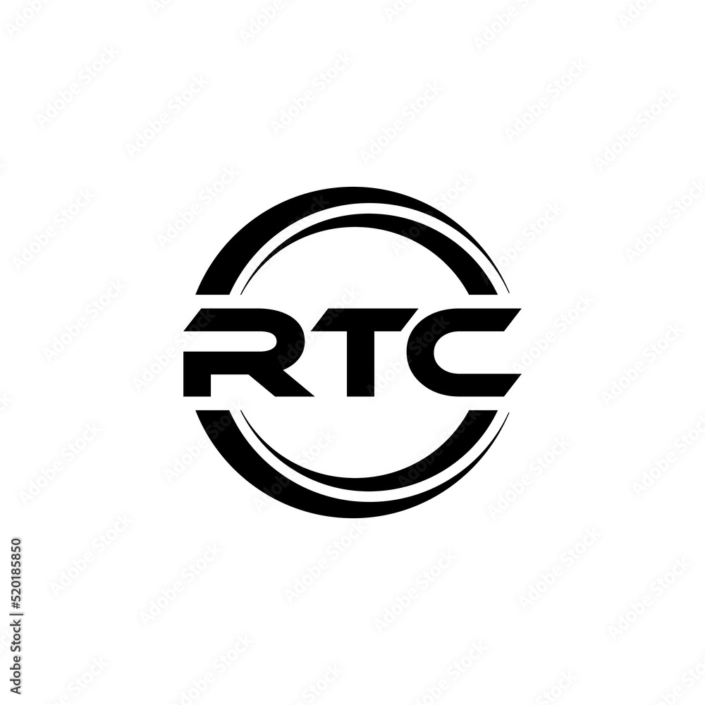 Стоковое векторное изображение «RTC letter logo design with white ...