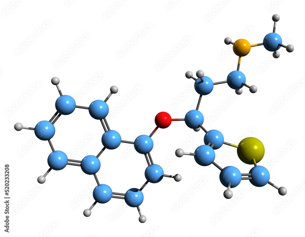 3D image of Duloxetine skeletal formula - molecular chemical structure ...