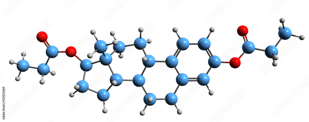 3D image of Estradiol dipropionate skeletal formula - molecular ...