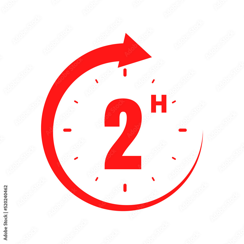 Vector de Stock 2 hours, icon symbol red, time, o'clock Two | Adobe Stock