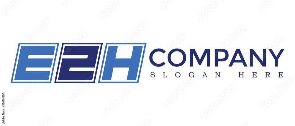 EZH three Letter Rounded rectangle boxes shape element symbol digital ...