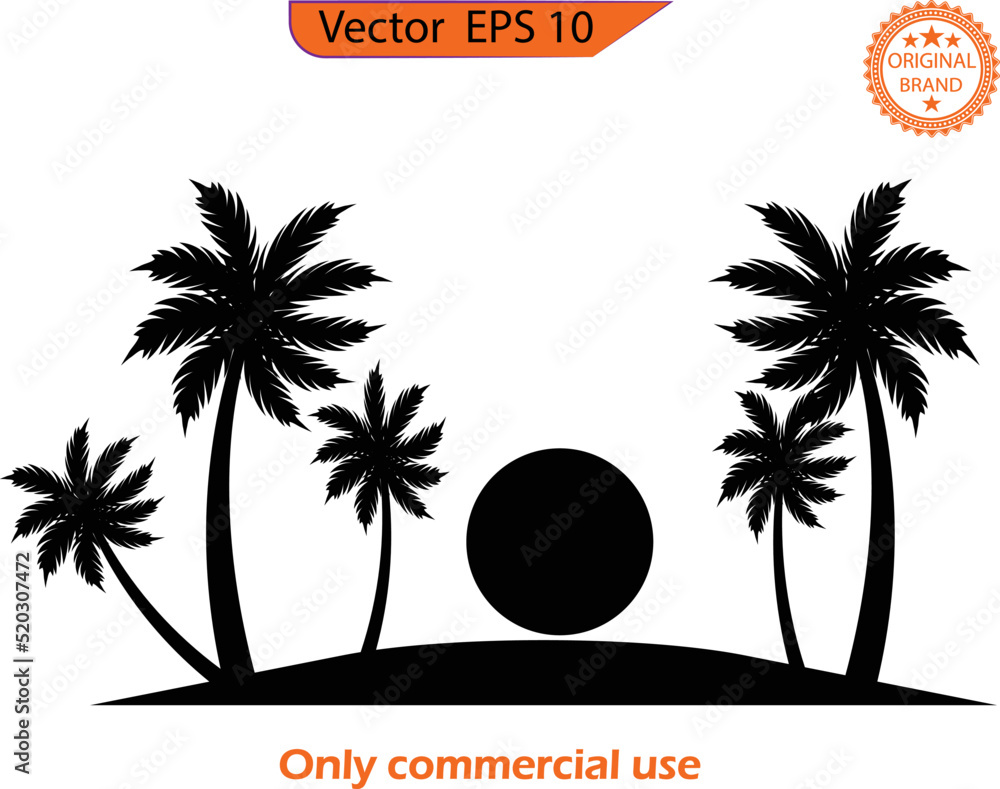 Palm tree clip art. Vector of the palm tree. Summer content ...