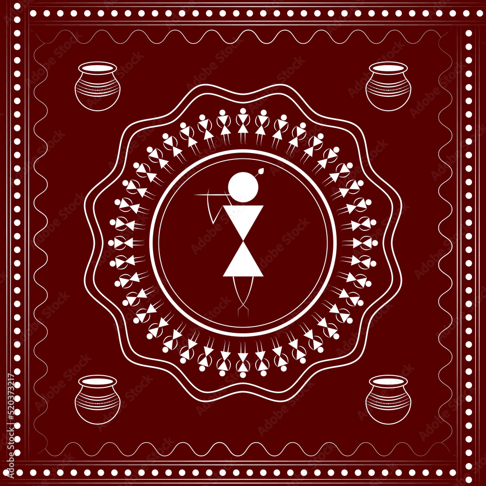 Beautiful Warli art, painting or doodle art vector illustration of Lord ...