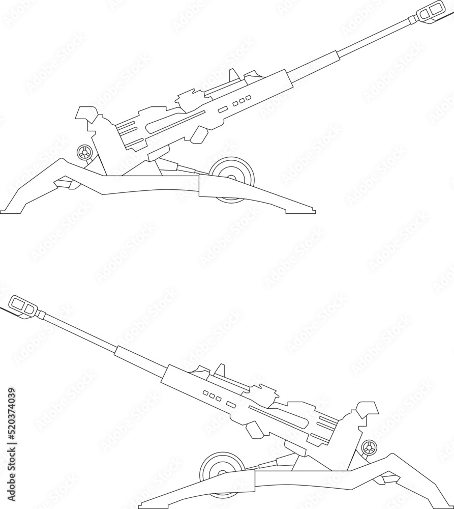 m777 howitzer icon. army artillery system. isolated vector image Stock ...