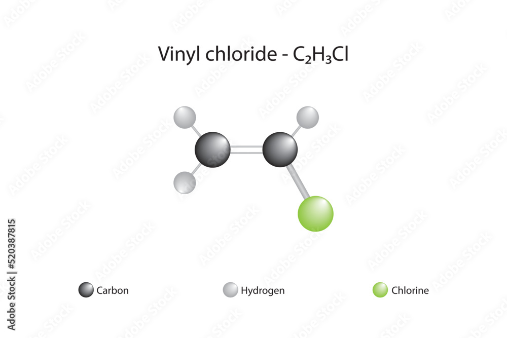 Molecular formula and chemical structure of vinyl chloride Stock Vector | Adobe Stock