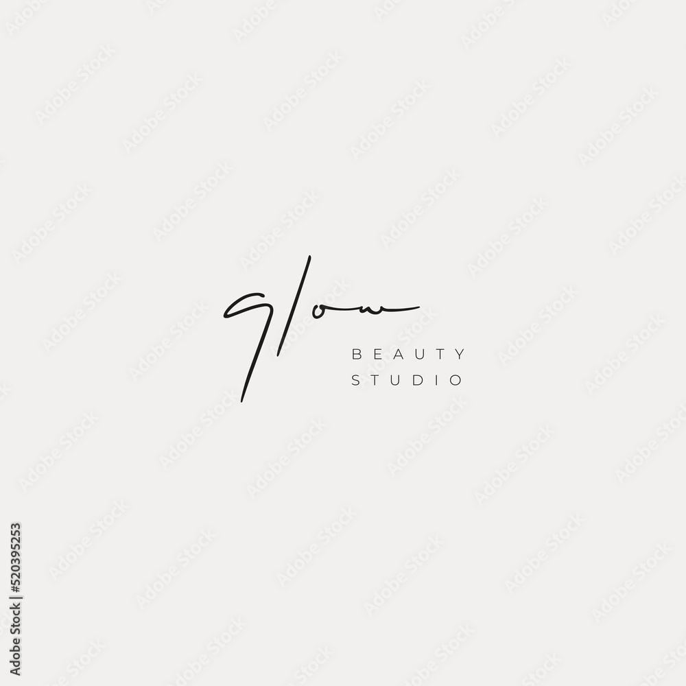 Glow Logo Concept - Minimalist Word-mark, Beauty Industry Logo, Script ...