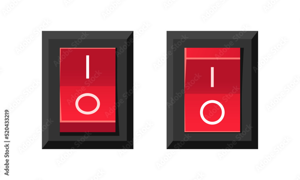 On and off red toggle switch button 3d retro style icon vector illustration Stock Vector | Adobe ...