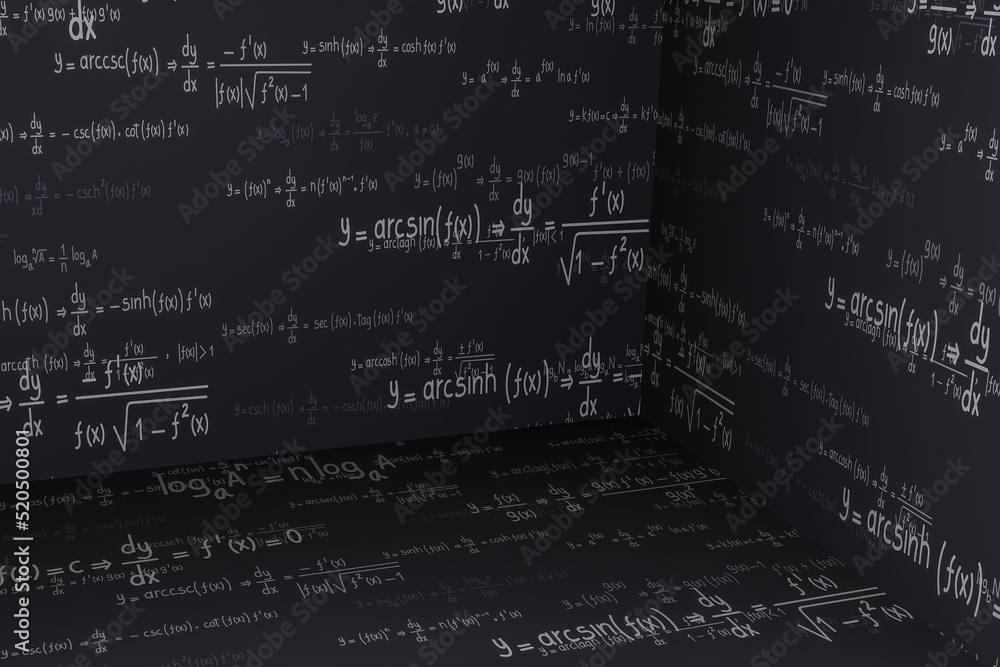 3d Background Of Equations And Formulas For Mathematics Algebra Logarithms And Derivatives