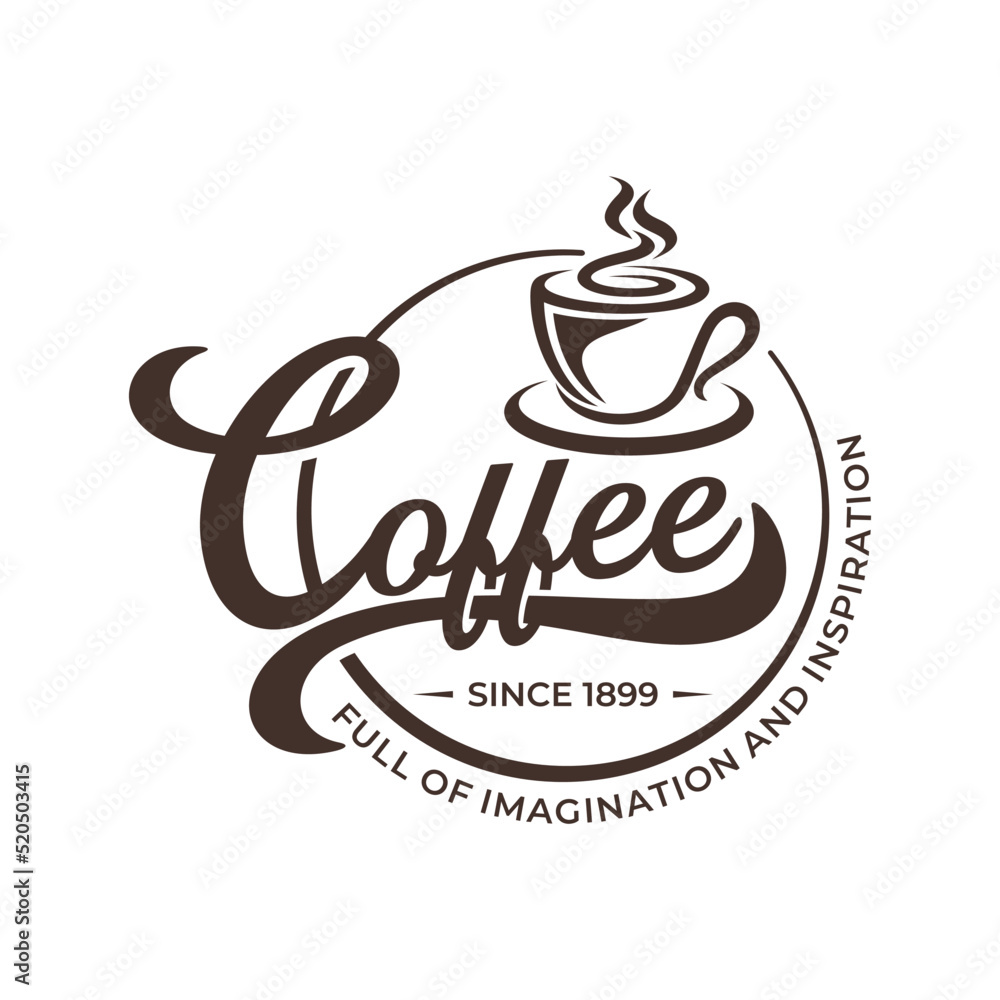 Vintage Coffee logo template. Caffeine logotype. Retro vintage insignia ...