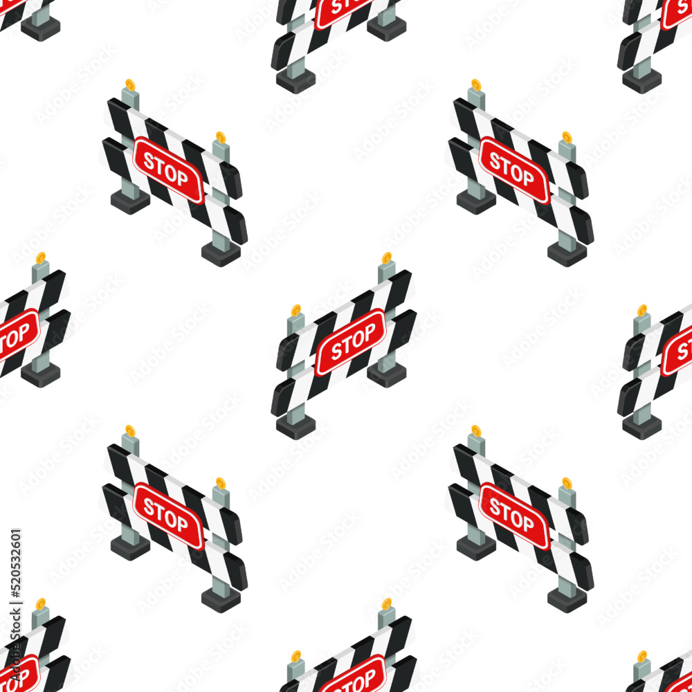 Stop sign isometry. Illustration of the appearance of a barrier with a ...