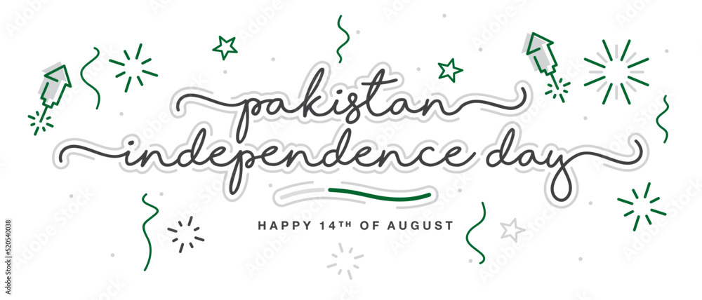 Pakistan independence day handwritten lettering typography calligraphy ...